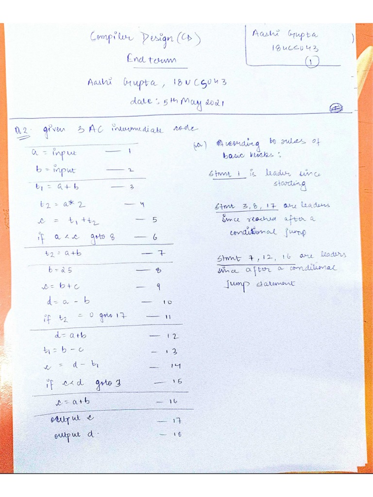 18ucs043 Endsem | PDF