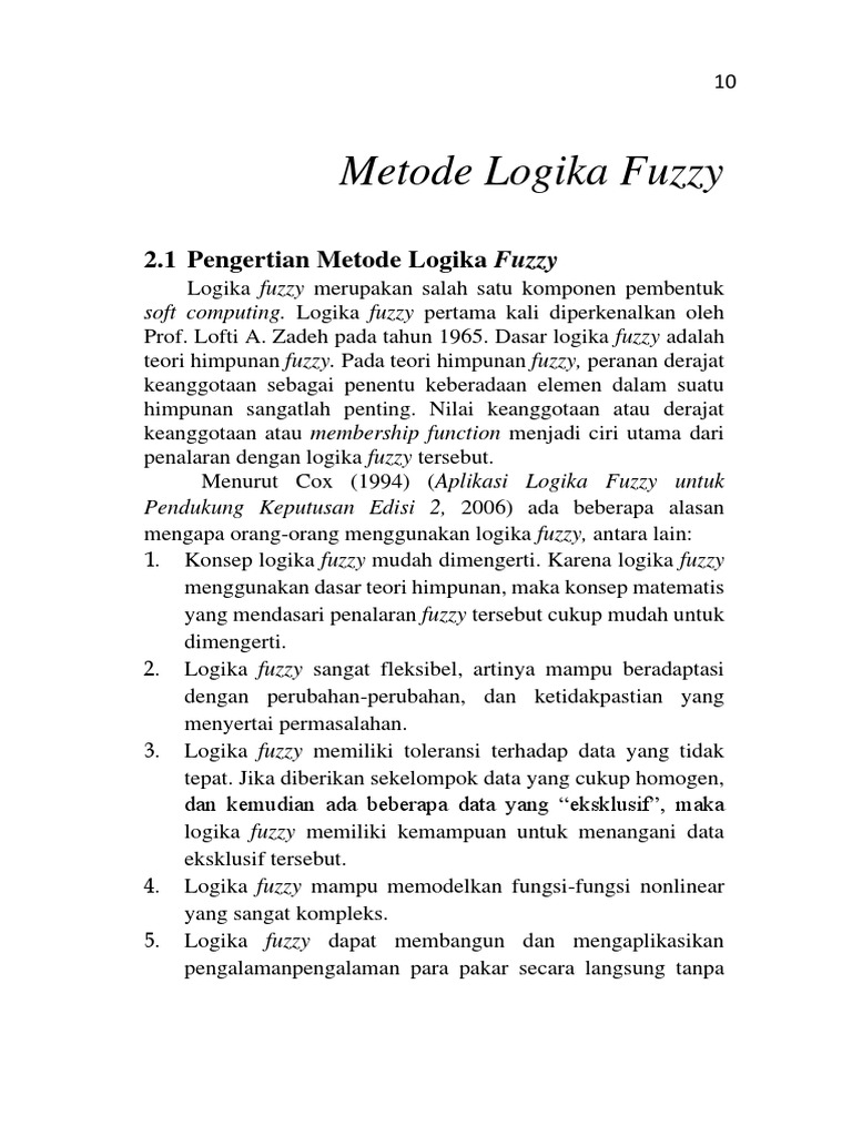 Metode Logika Fuzzy | PDF | Metode & Bahan Ajar