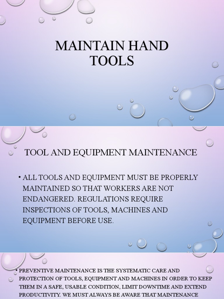 Maintain Hand Tools - Lesson1 - LO3 | PDF | Tools | Engineering