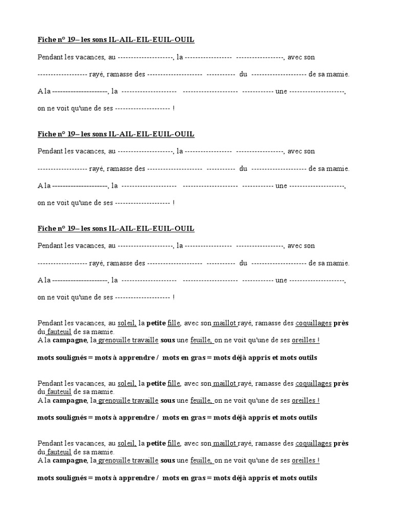 Fiches de phonologie CE1 | PDF