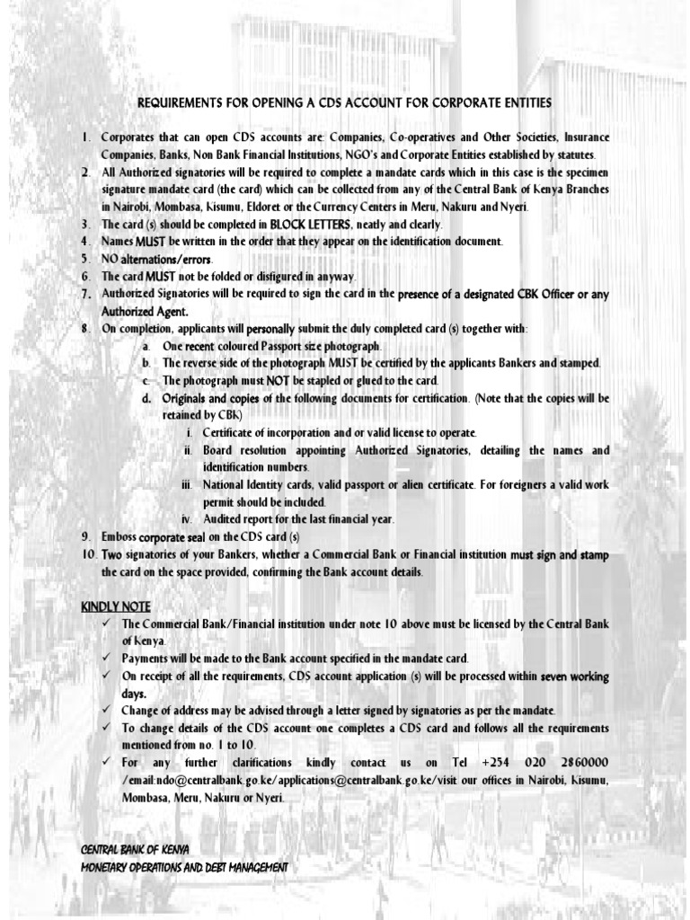 Requirements for Opening a Cds Account-coorp | PDF | Identity Document ...