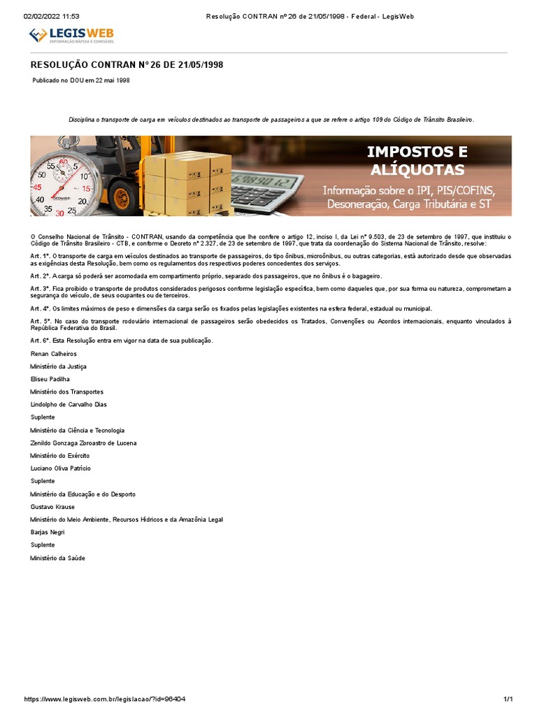 Resolução CONTRAN Nº 26 de 21 - 05 - 1998 - Federal - LegisWeb | PDF ...