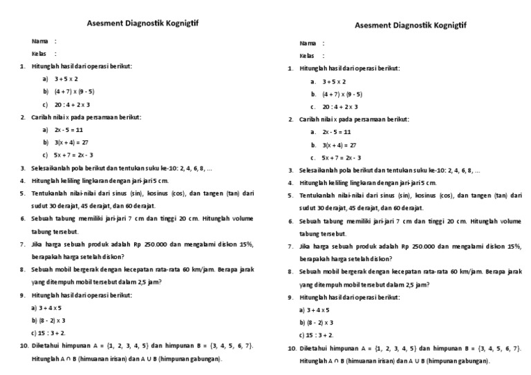 Asesment Diagnostik Kognigtif | PDF | Metode & Bahan Ajar