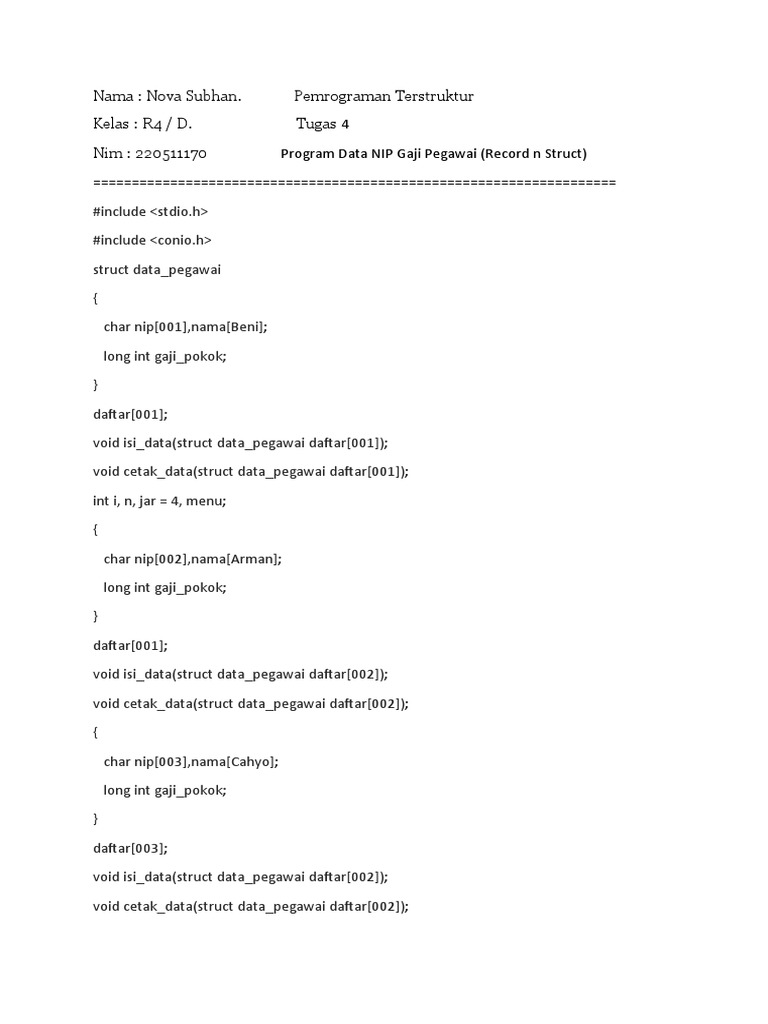Tugas 4 Nova Subhan - r4 | PDF | Computer Programming | Computing Tugas 4 Nova Subhan - r4 | PDF | Computer Programming | Computing