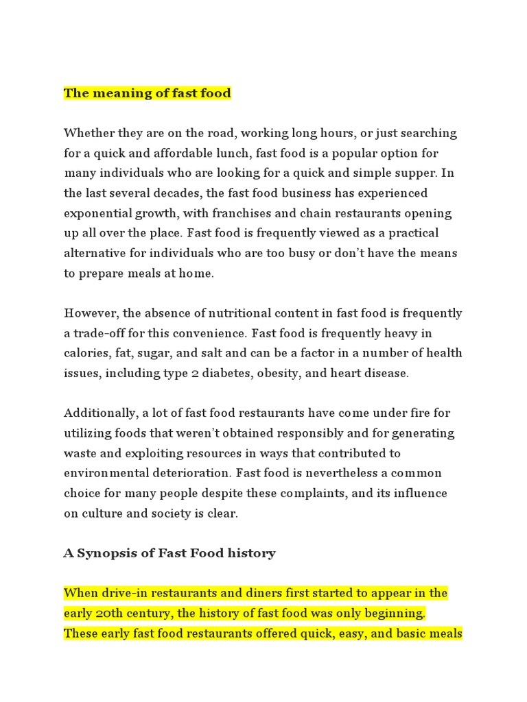 The Meaning of Fast Food | PDF | Fast Food | Restaurants