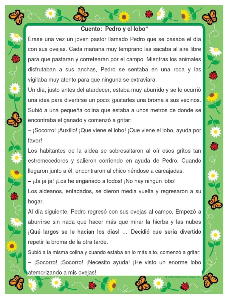 Cuento Pedro y El Lobo | PDF | Arte | Novela negra, policíaca y suspenso