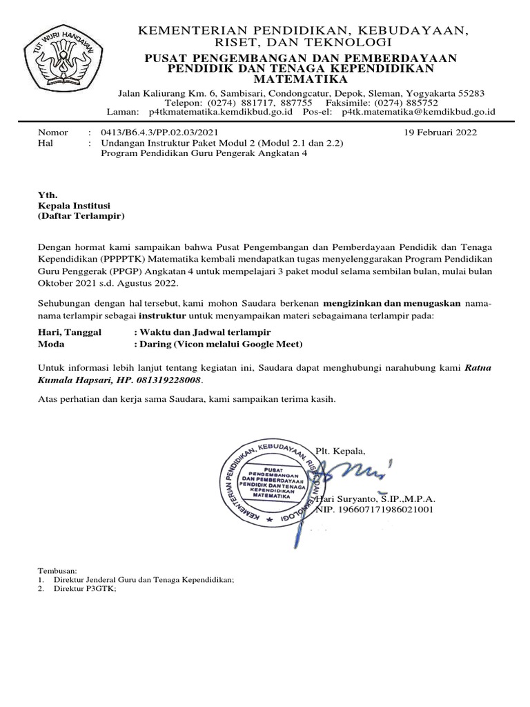 Undangan Instruktur Paket Modul 2 AK4 | PDF