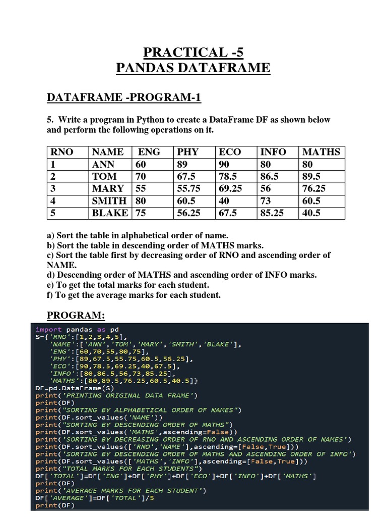 Dataframe Practical | PDF | Information Retrieval | Software Engineering Dataframe Practical | PDF | Information Retrieval | Software Engineering