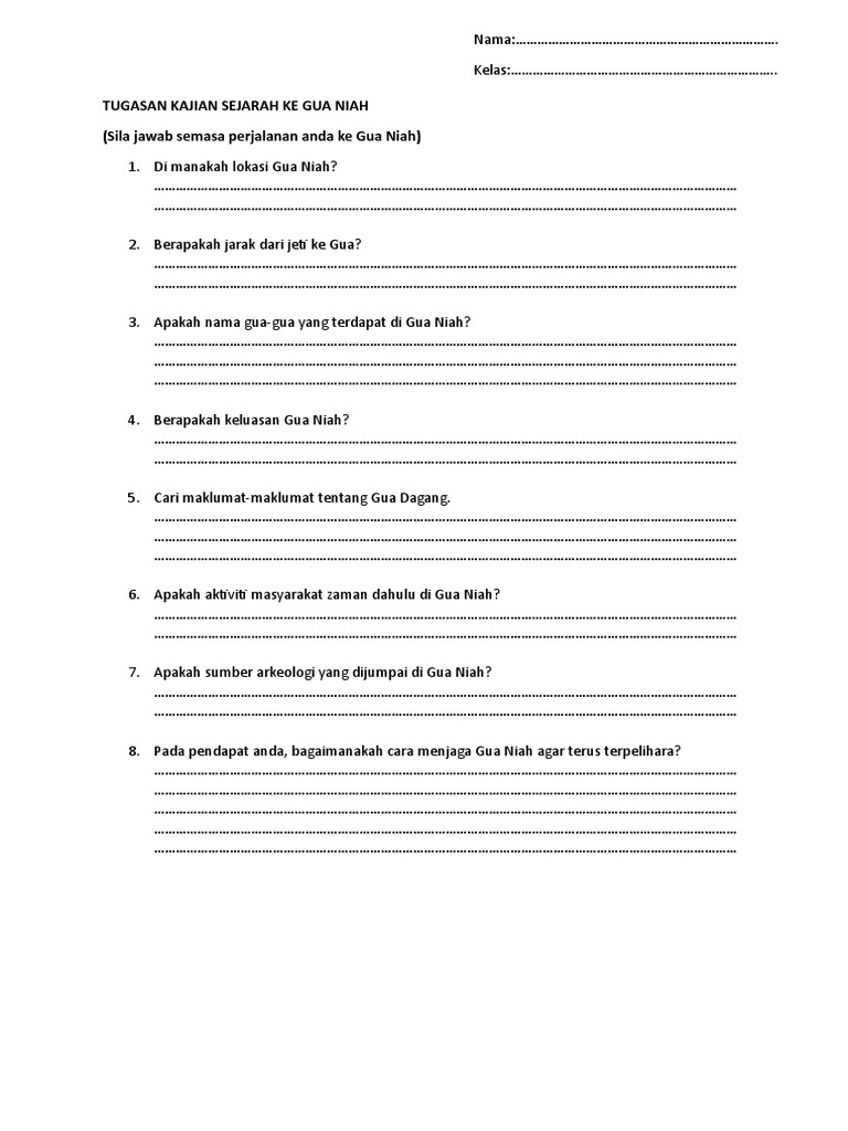 Tugasan Kajian Sejarah Ke Gua Niah | PDF