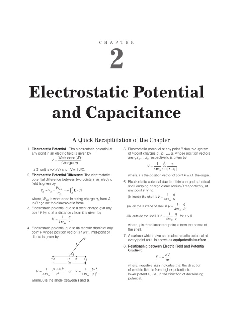 Electrostatic Potential and Capacitance Mcqs | PDF | Dielectric | Capacitor