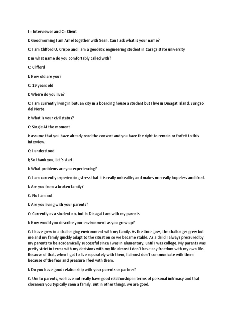 Interview Dialogue | PDF | Psychotherapy | Self Actualization