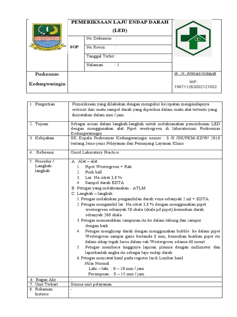 Sop Pemeriksaan Led | PDF