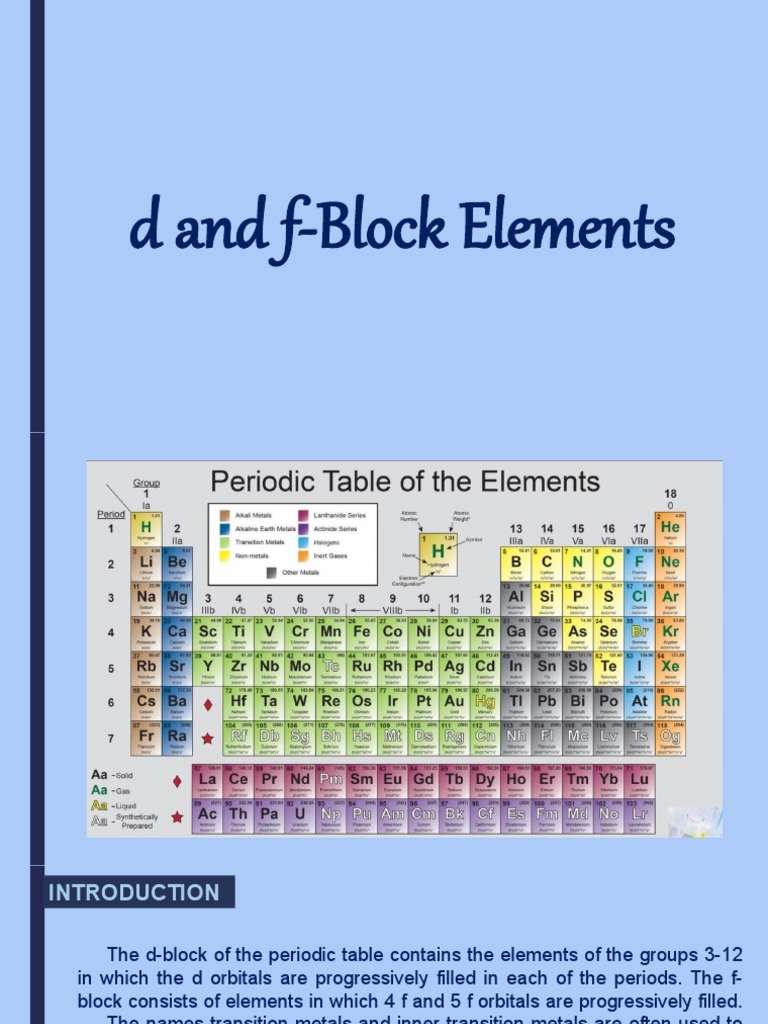 D and F BLOCK | PDF | Transition Metals | Lanthanide