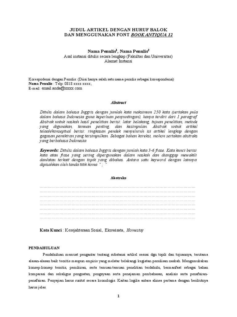 Template Penulisan Jurnal Pesona | PDF