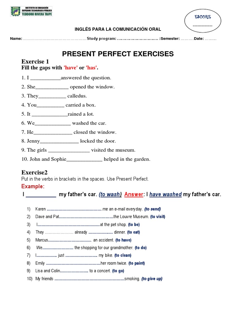 Práctica Present Perfect-A | PDF | Home & Garden | Art