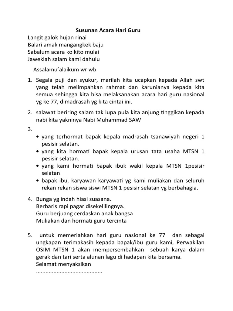 Susunan Acara Hari Guru | PDF