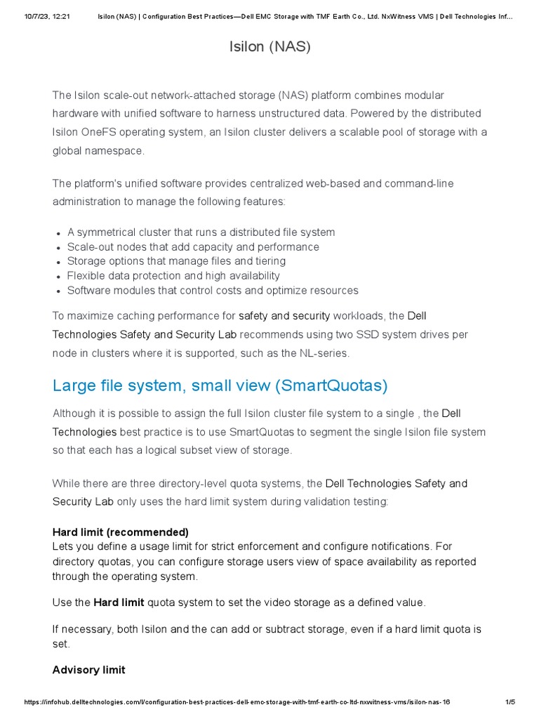 Isilon (NAS) - Configuration Best Practices-Dell EMC Storage With TMF Earth Co., Ltd. NxWitness ...