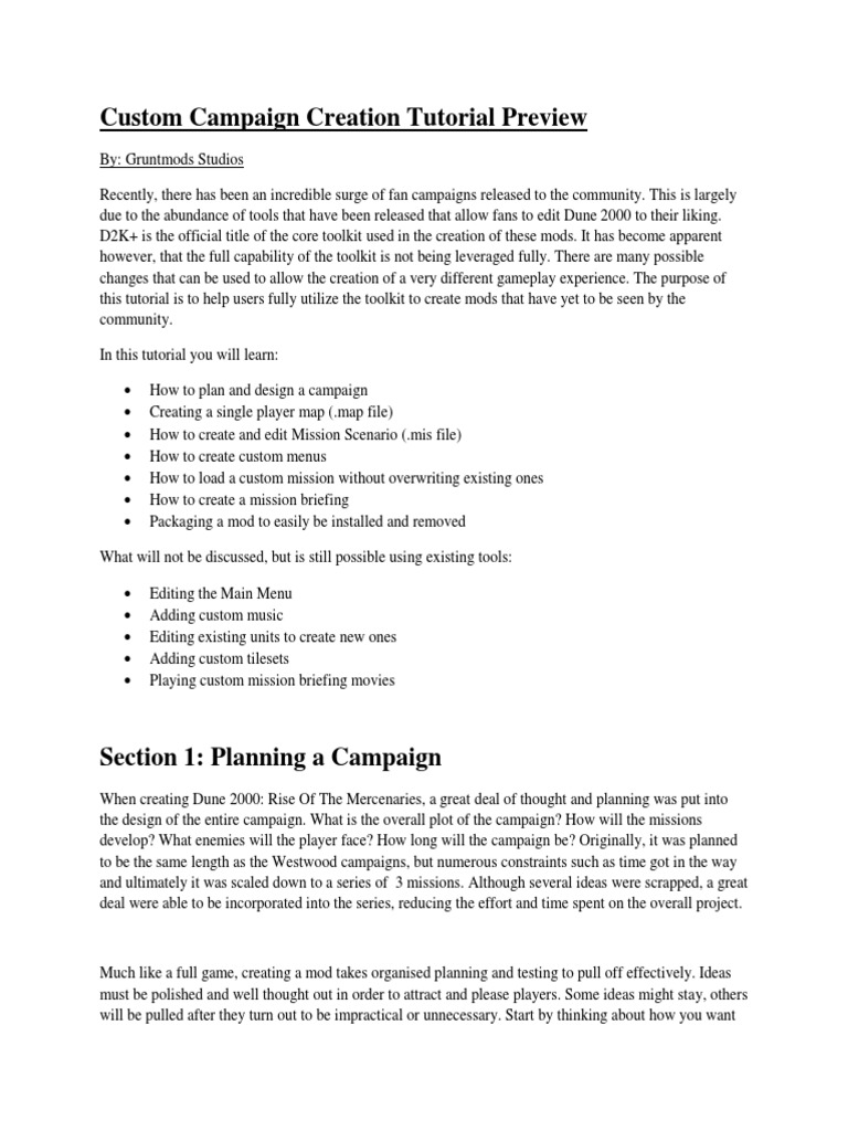 Custom Campaign Creation Tutorial Preview | PDF | Artificial ...