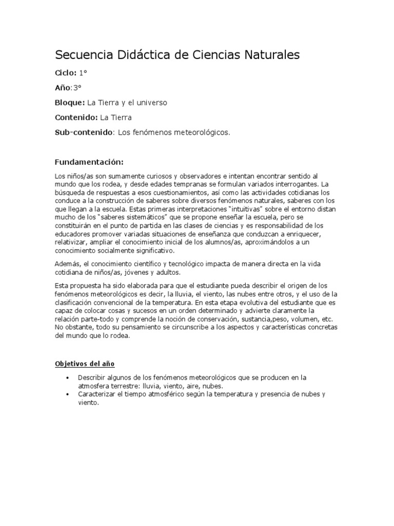 Secuencia La Tierra Ciencias Naturales | PDF | Meteorología | Herida