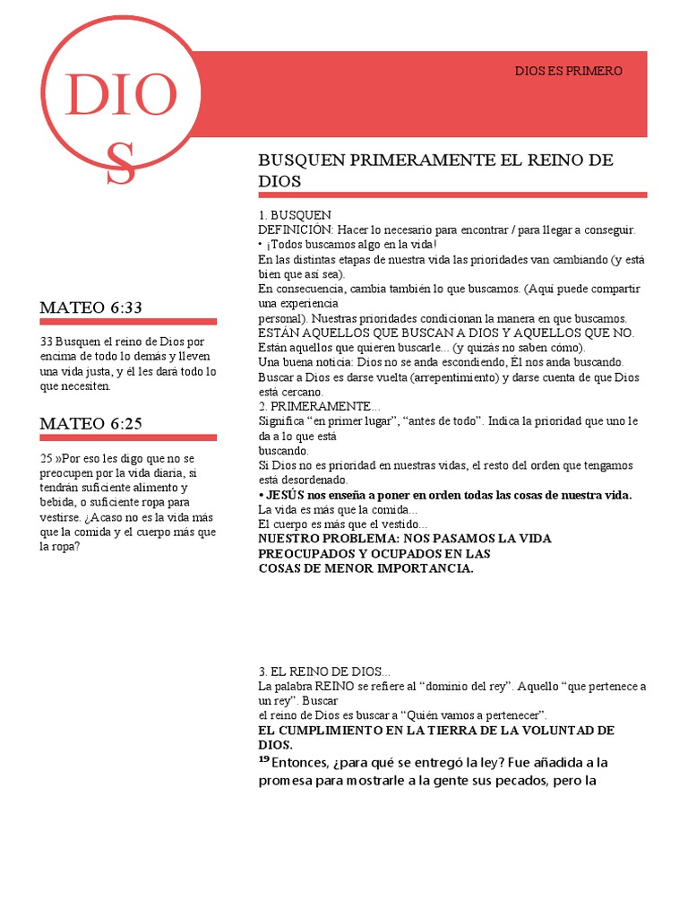 Dios Es Primero | Descargar gratis PDF | Jesús | Fe