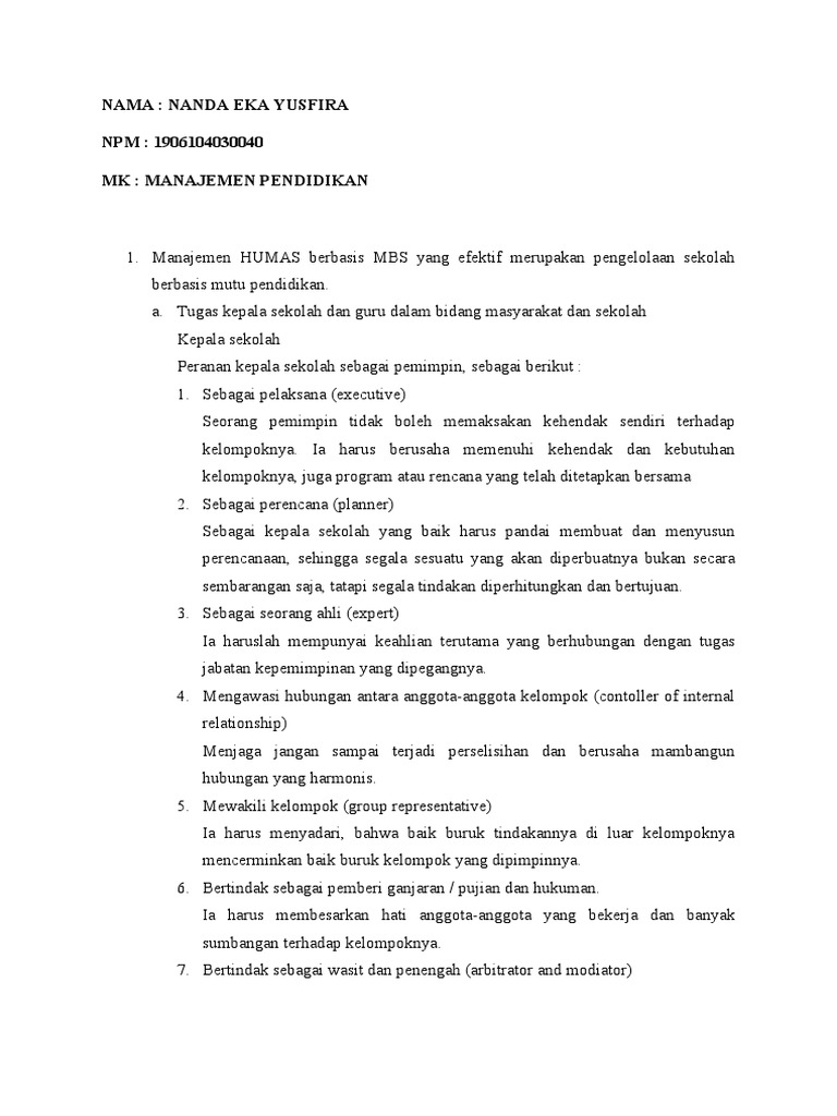 Uas Management Pendidikan | PDF