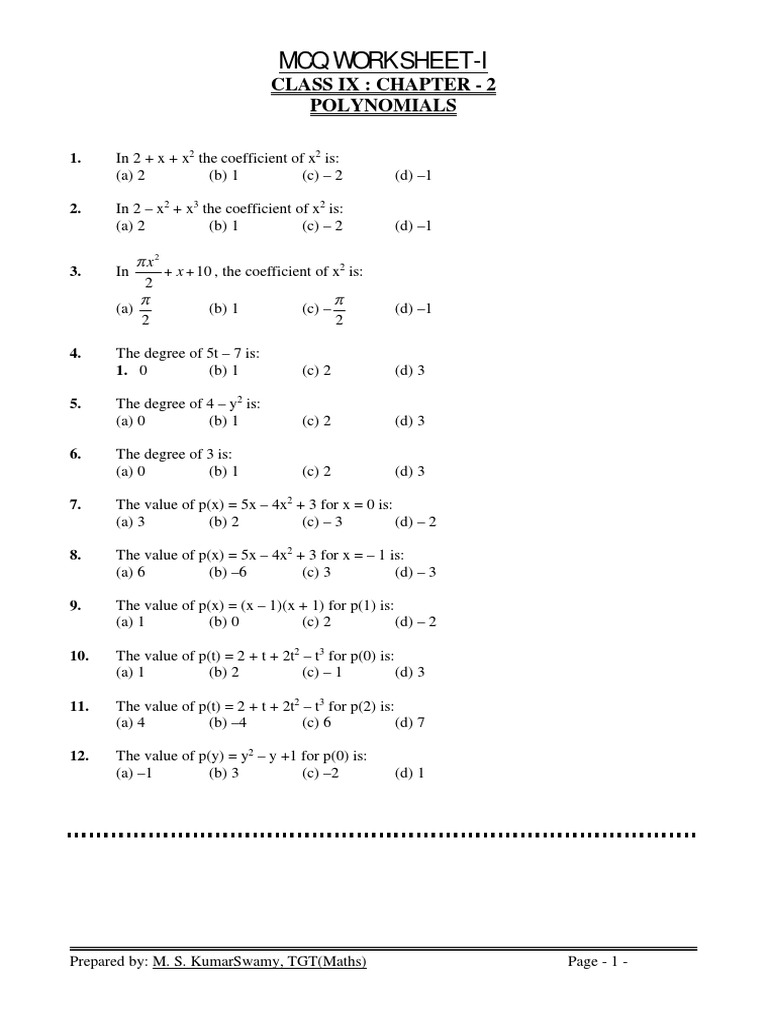 9th Maths - Polynomials | PDF | Factorization | Algorithms