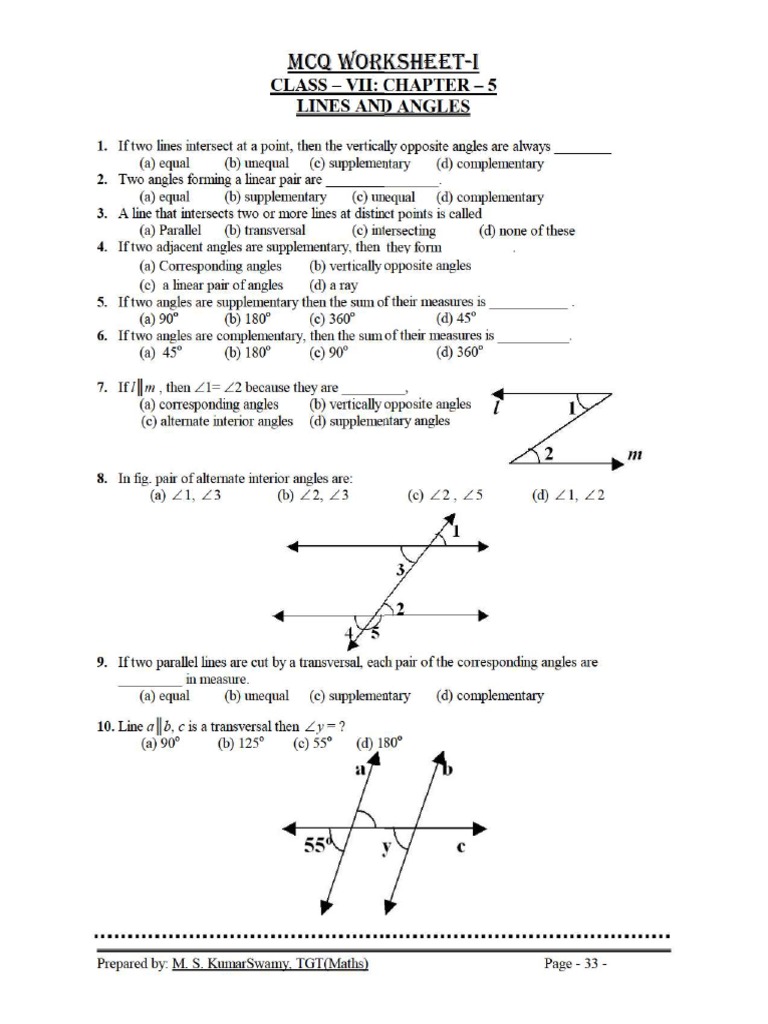 7th Maths - Lines&Angles | PDF