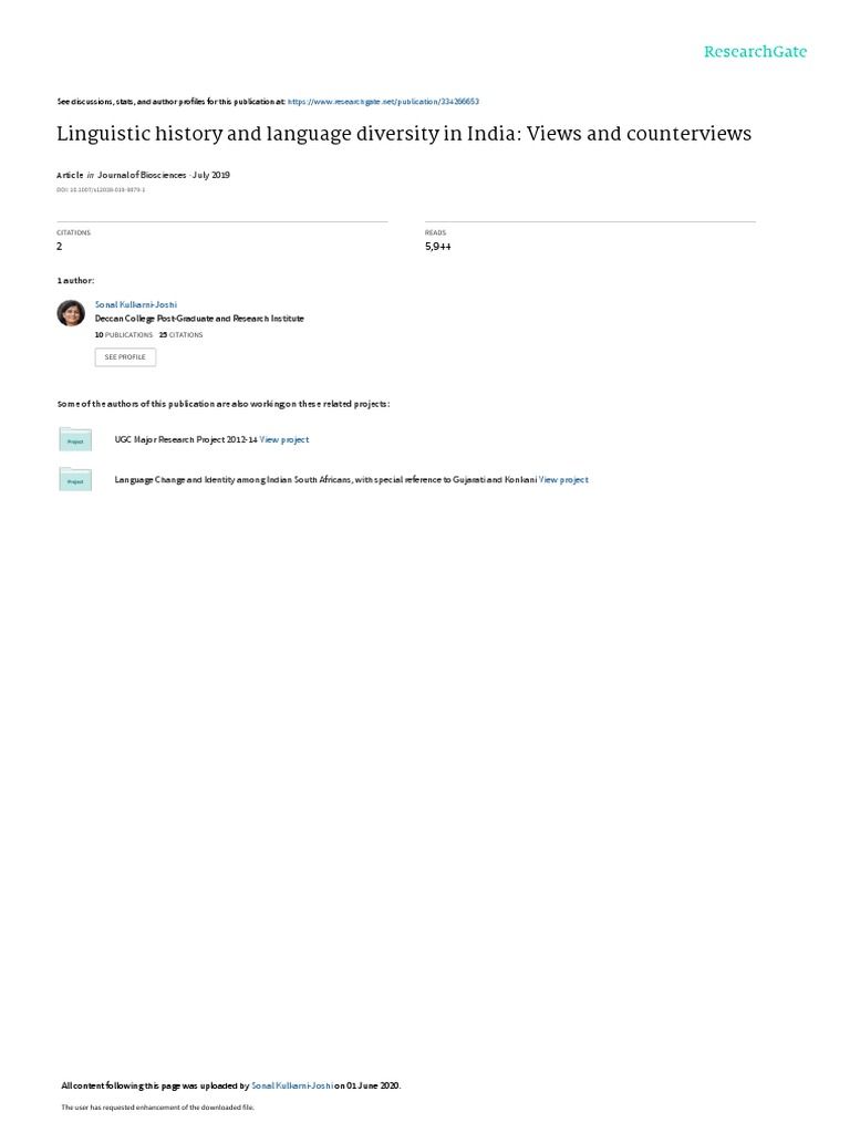 Linguistic History and Language Diversity in India | PDF | Sanskrit ...