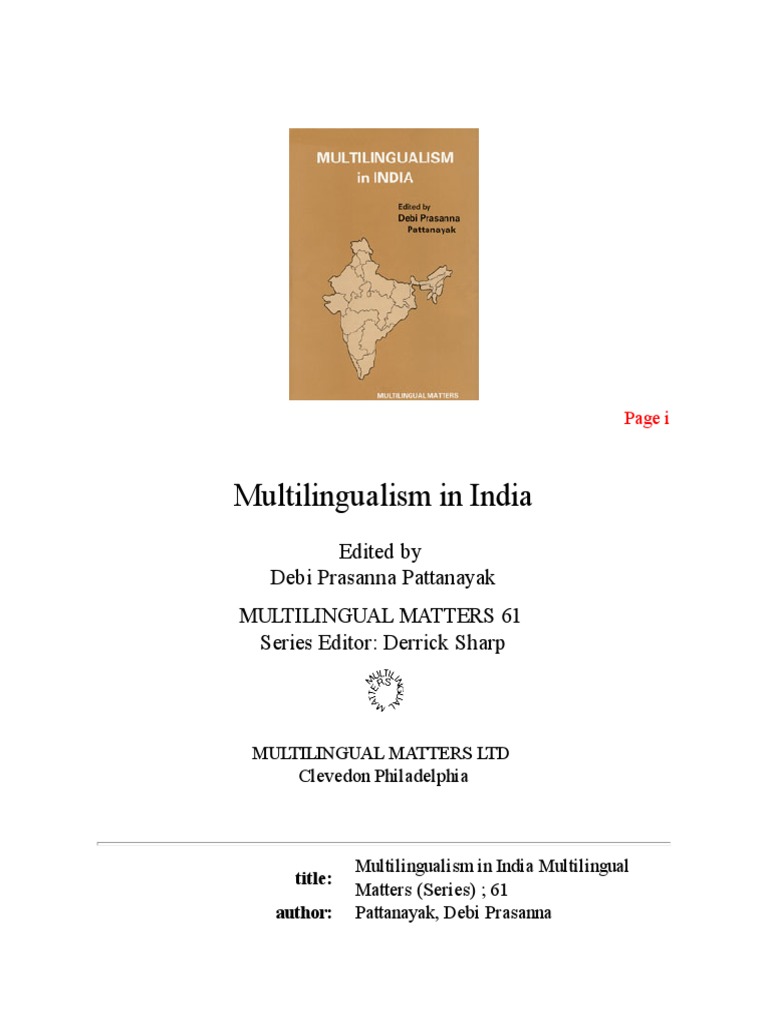 Debi Prasanna Pattanayak - Multilingualism in India (Multilingual ...