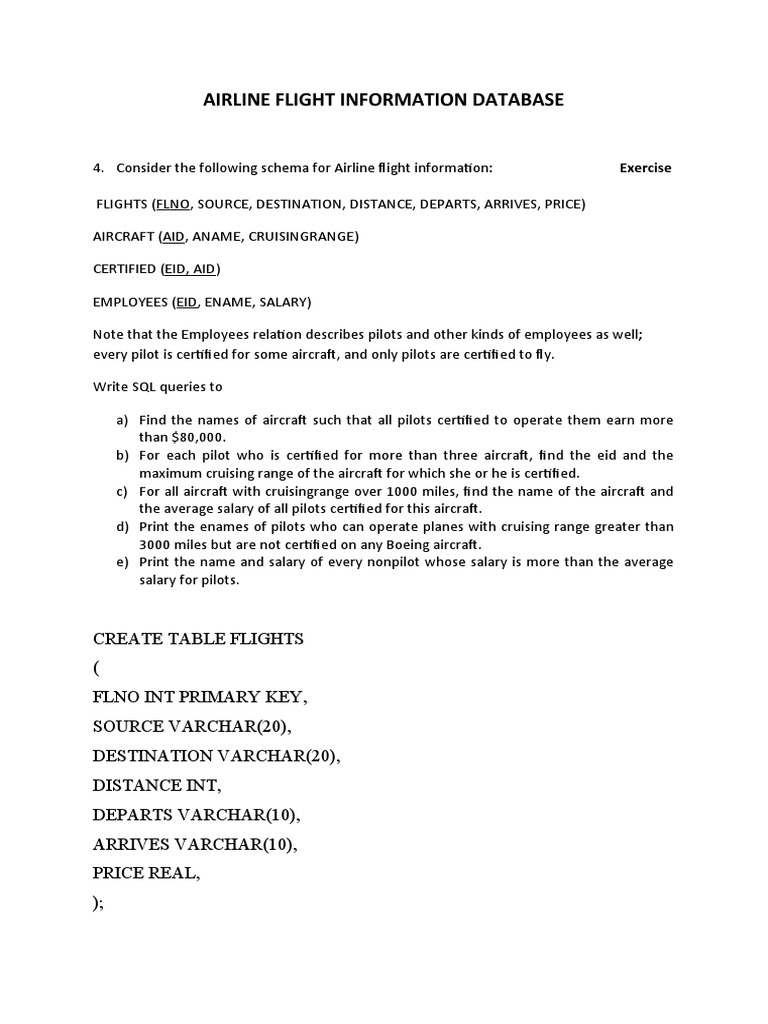 Airline Flight Information Schema | PDF | Table (Database) | Aircraft