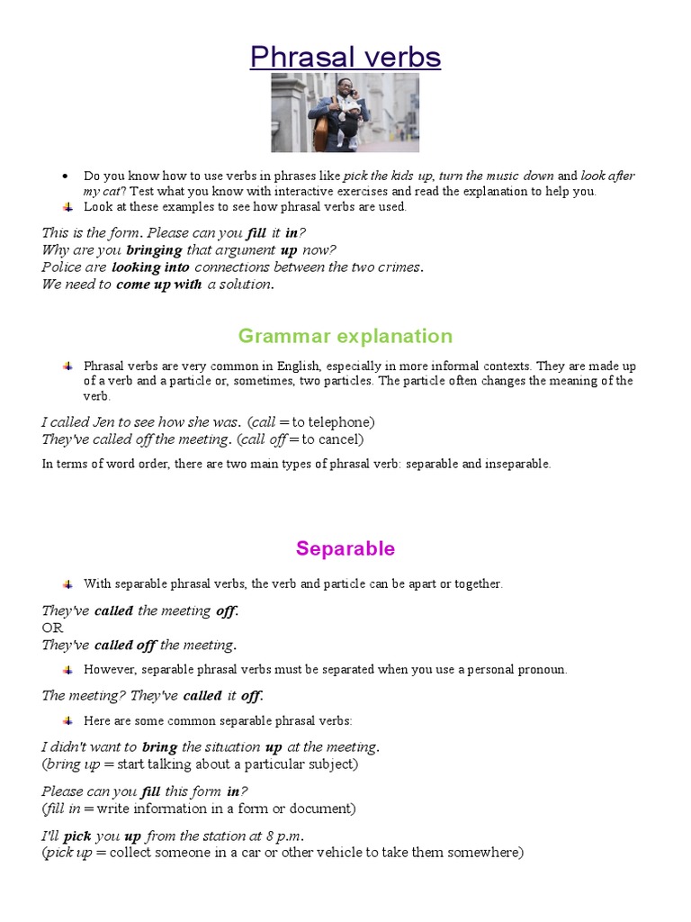 Phrasal Verbs | PDF | Verb | Syntax