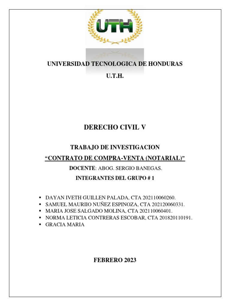 Tarea Der. Civil V, Febrero Uth 2023 Grupo#1.Final | PDF | Ley común | Justicia