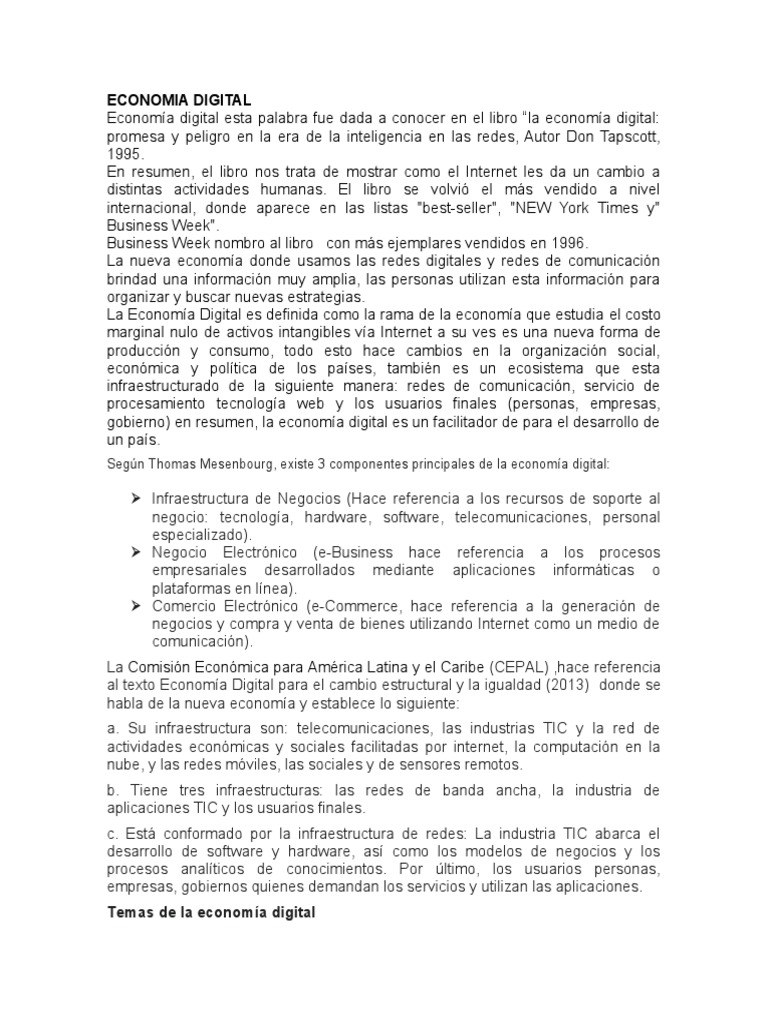 Economia Digital | PDF | Tecnología de información y comunicaciones | Economias