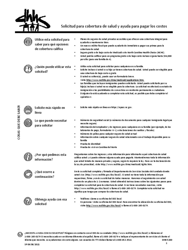 Solicitud de Cobertura de Salud DMA 5200 | PDF | Medicare (Estados ...