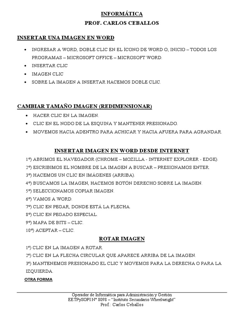 Insertar y Editar Imágenes en Word | PDF | Microsoft Word | Microsoft ...