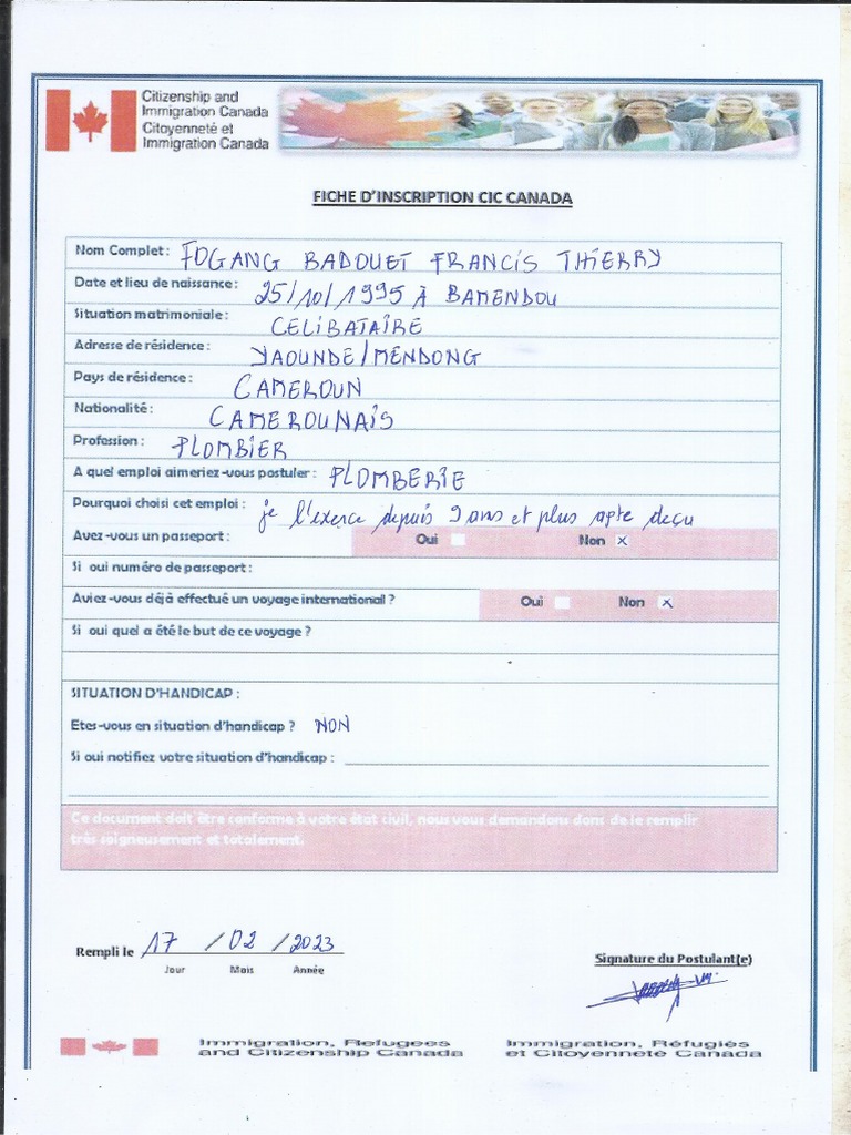 Fiche D'inscription | PDF