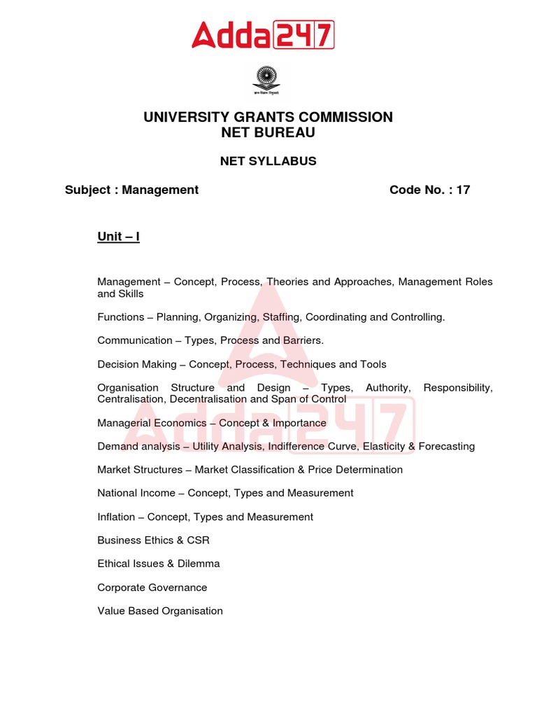 UGC NET Syllabus Management - English 1 | PDF | Human Resource Management | Strategic Management