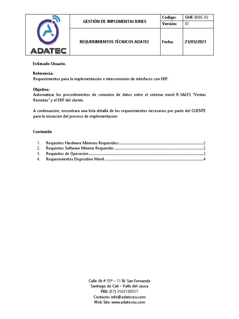 Requerimientos Tecnicos ADATEC. | PDF | Microsoft Windows | Sistema ... Requerimientos Tecnicos ADATEC. | PDF | Microsoft Windows | Sistema ...