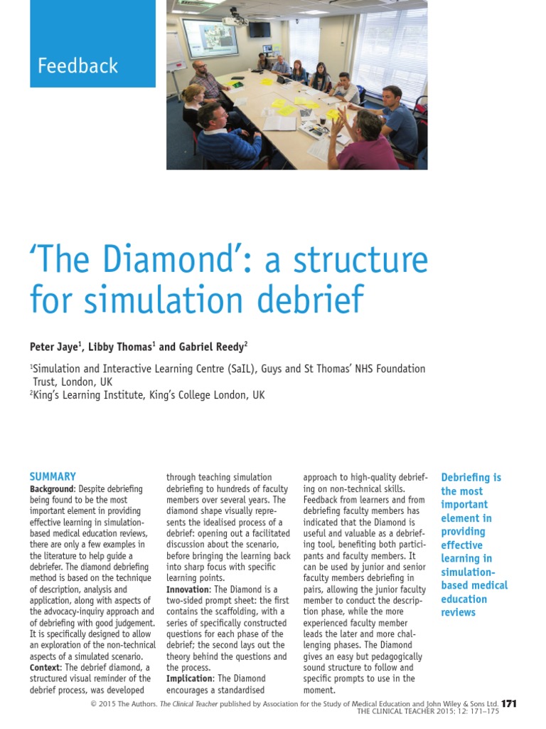 Debrief Diamond: Structured Simulation Guide | PDF | Simulation | Learning