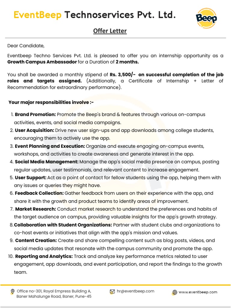 Campus Ambassador - EventBeep - OL | Download Free PDF | Social Media ...
