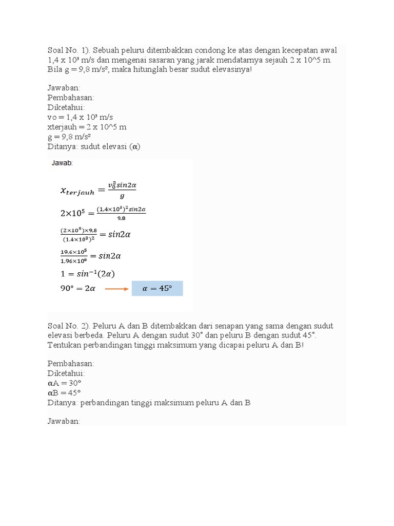 Soal Kelas X Gerak Parabola | PDF