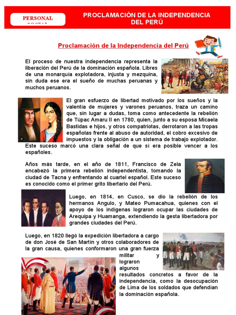 D3 A3 FICHA PS. Proclamación de la Independencia del Perú | PDF | Perú | Conflictos del segundo ...