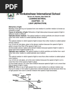 Worksheet Refractive Index Numericals CH - 10 Light Class - X | PDF | Refraction | Refractive Index