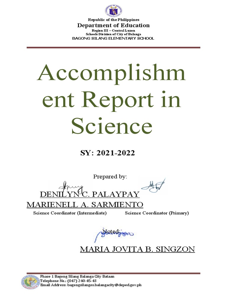 Accomplishment Report in Science | PDF | Learning | Waste Management