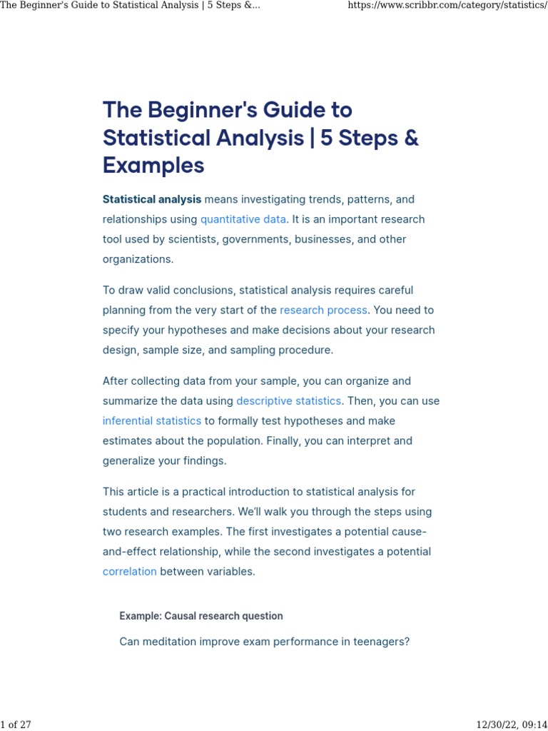 The Beginners Guide To Statistical Analysis 5 Steps | PDF | Statistics | Statistical Hypothesis ...