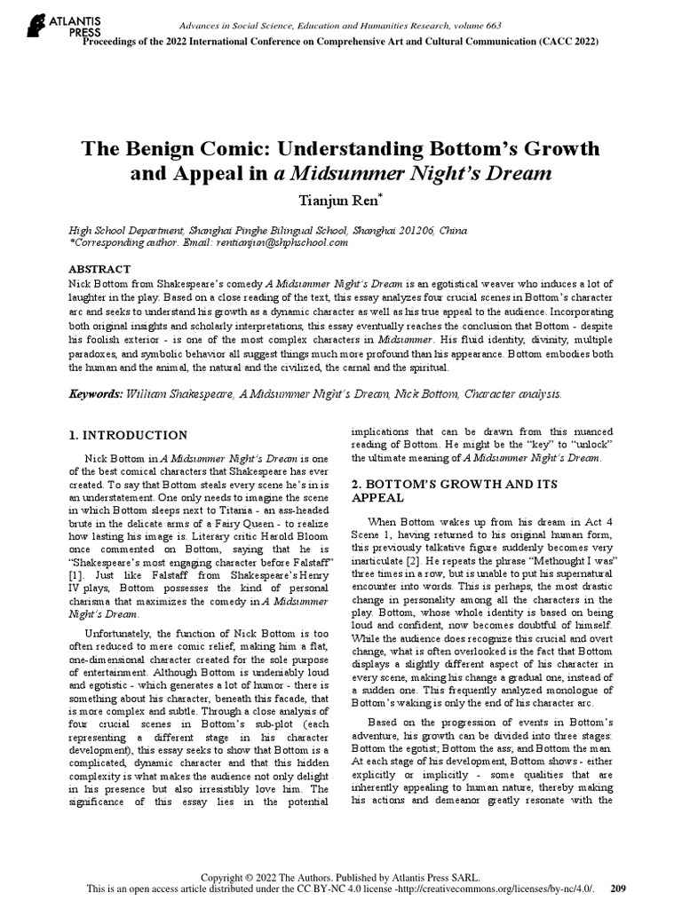 Nick Bottom Notes - MIDSUMMER NIGHT'S DREAM | PDF | A Midsummer Night's ...