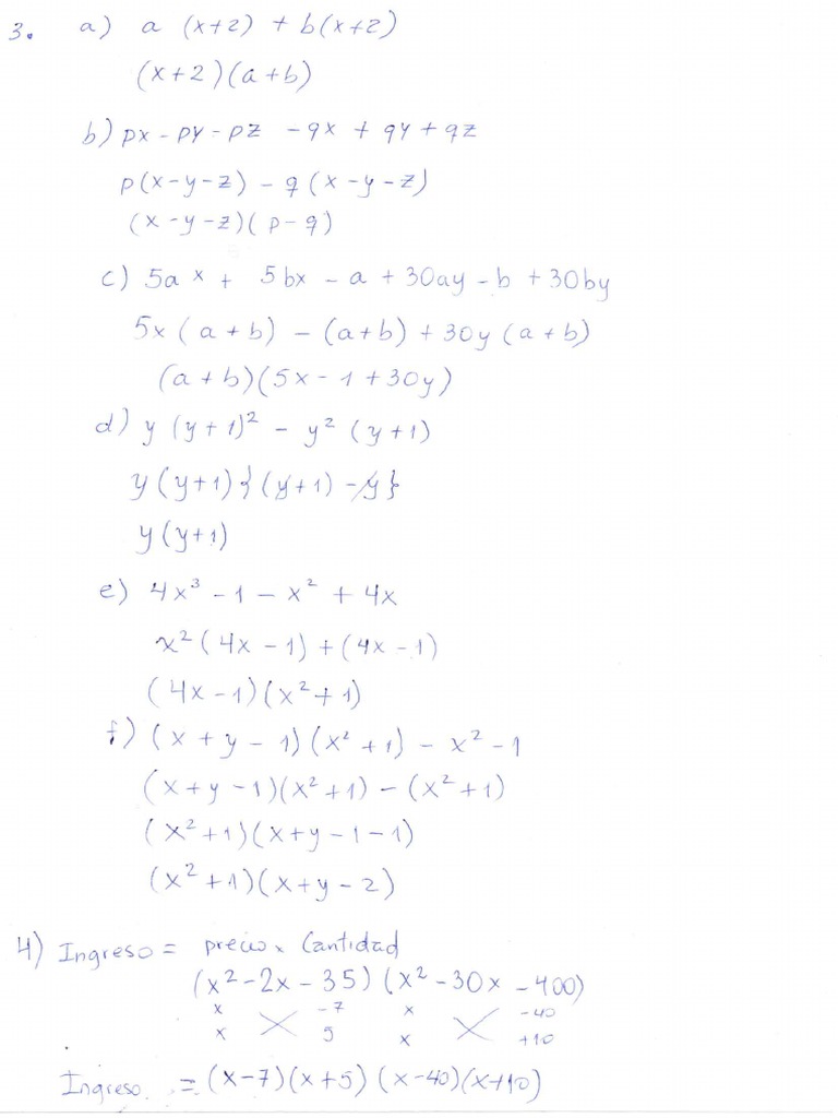 Ejercicios De Factorizacion Resueltos Pdf