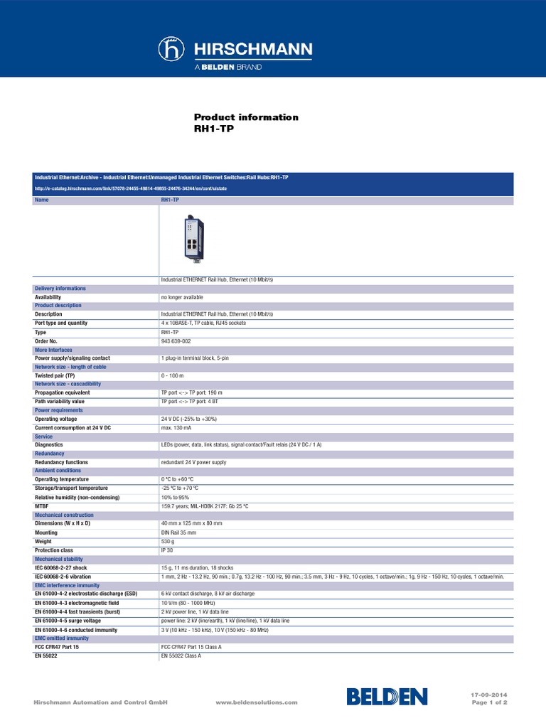 Product Information RH1-TP | PDF | Information And Communications ...
