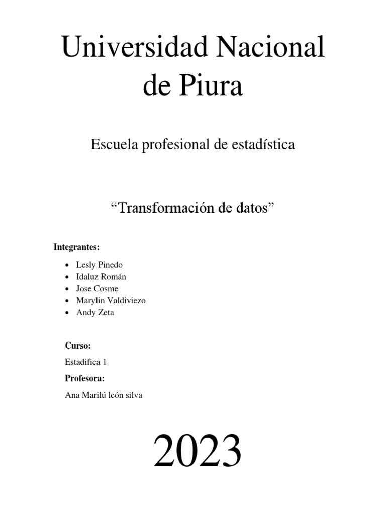 Transformación de Datos en Estadística | PDF