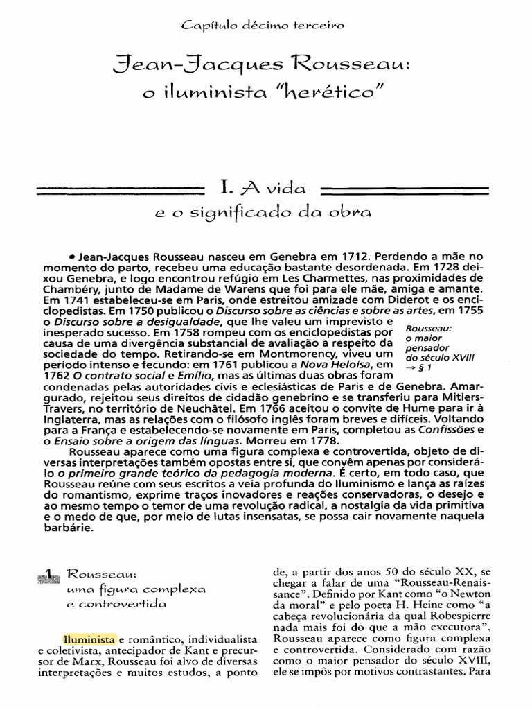 REALE, Giovanni ANTISERI, Dario. História Da Filosofia - ROUSSEAU | PDF ...